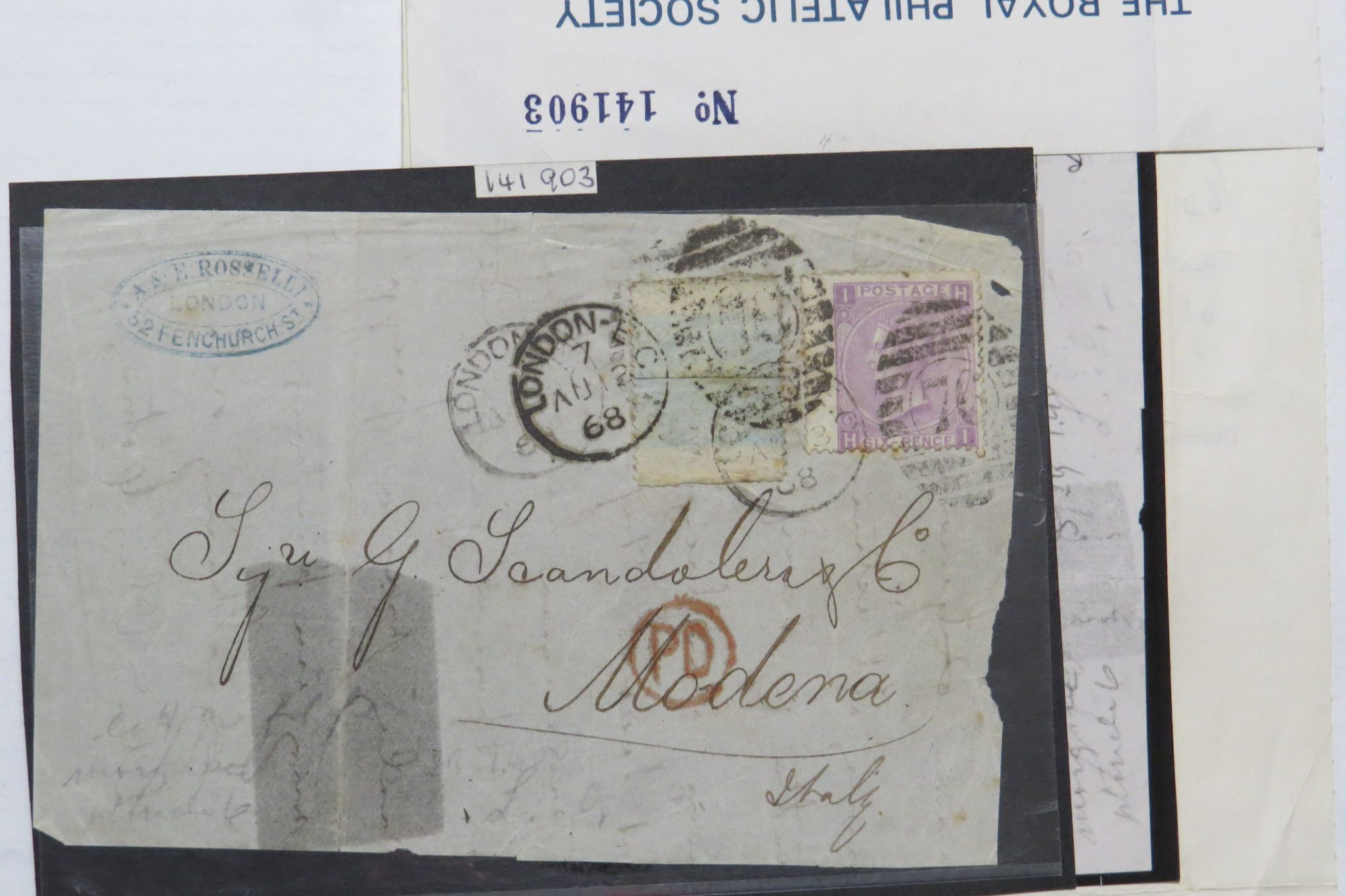 GB 1867 Delicate front 6d purple (watermark spray plate 6) fu sg106 ...