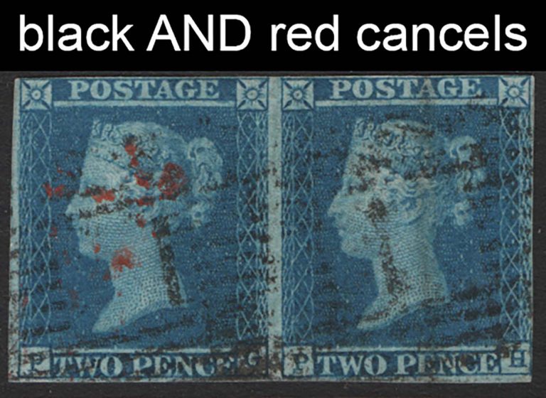 #219 GB 1841 2d plate 3 PG-PH, vgu pair, Scots cancel in black ...