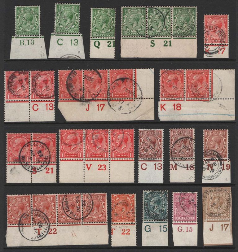 #445 GB 1912 Range of 18x fu Royal Cypher control pieces, inc ...