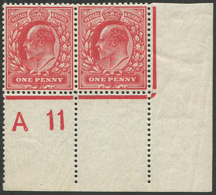 #398 GB 1911 1d sg272 Control A11 perf type V1a corner pair um of ...